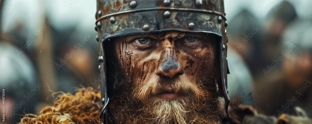 medieval armor warrior face details visible on the sides with angry ...