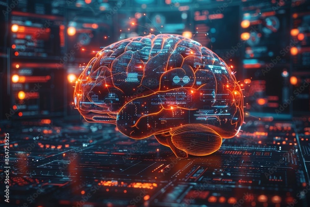 Analyzing brain signals using a digital interface in a graphic Stock ...