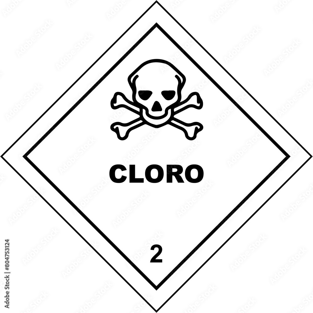 vm2.4, cloro, 2, pictograma, vector, imagen, indicar, anuncio, aviso ...