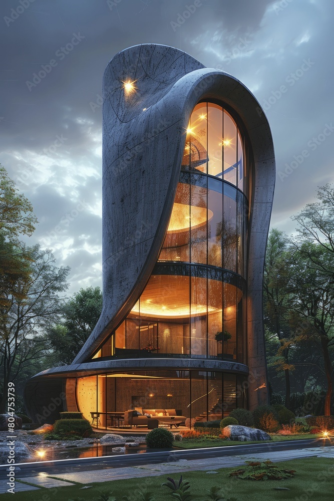 Virtual Architectural Design Studio in Futuristic Style, with 3D model ...