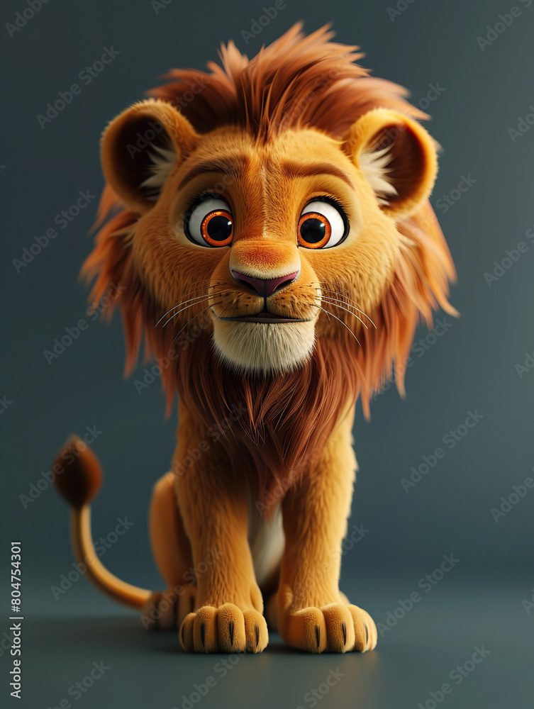 lion, 3D illustration, digital art, realistic, lifelike, detailed ...