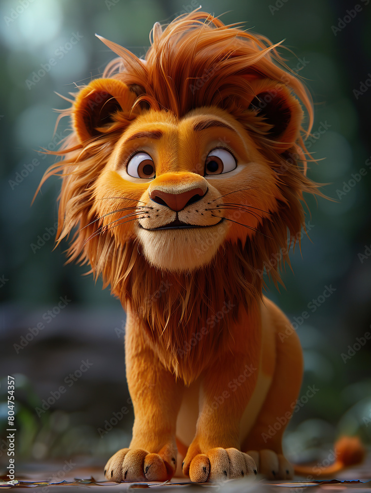 lion, 3D illustration, digital art, realistic, lifelike, detailed ...