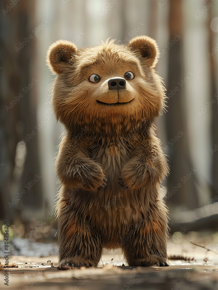 bear, 3D illustration, digital art, realistic, lifelike, detailed, cute ...