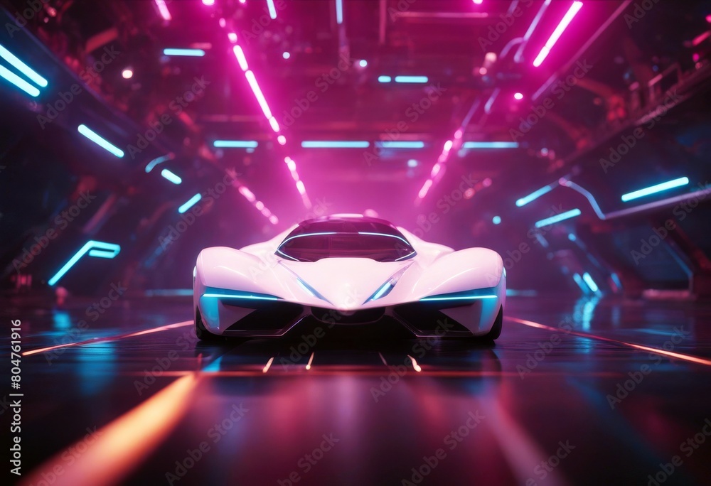 'render 3d car style flying retrowave future whit space stars abstract ...