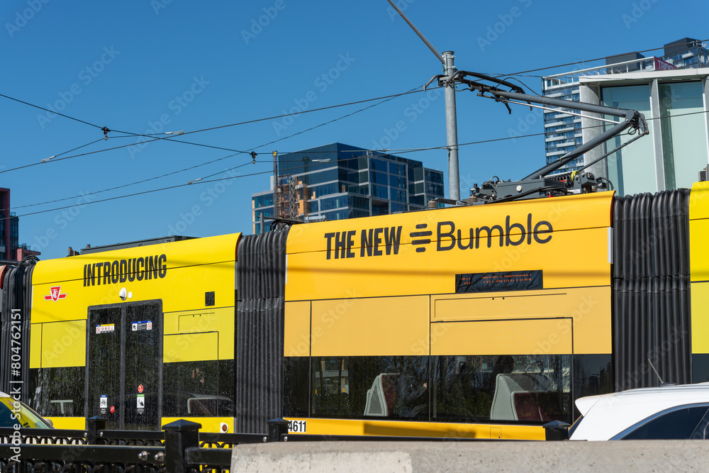 TTC streetcar Route 511 Bathurst southbound (with colorful passenger ...