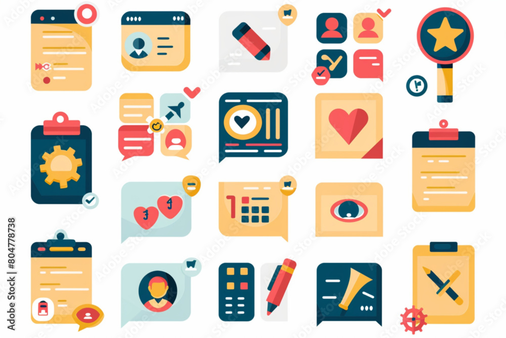 Survey icon set. Containing feedback, opinion, questionnaire, research ... Survey icon set. Containing feedback, opinion, questionnaire, research ...