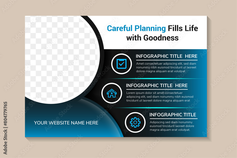 careful planning fills life with goodness banner template, gradient ...