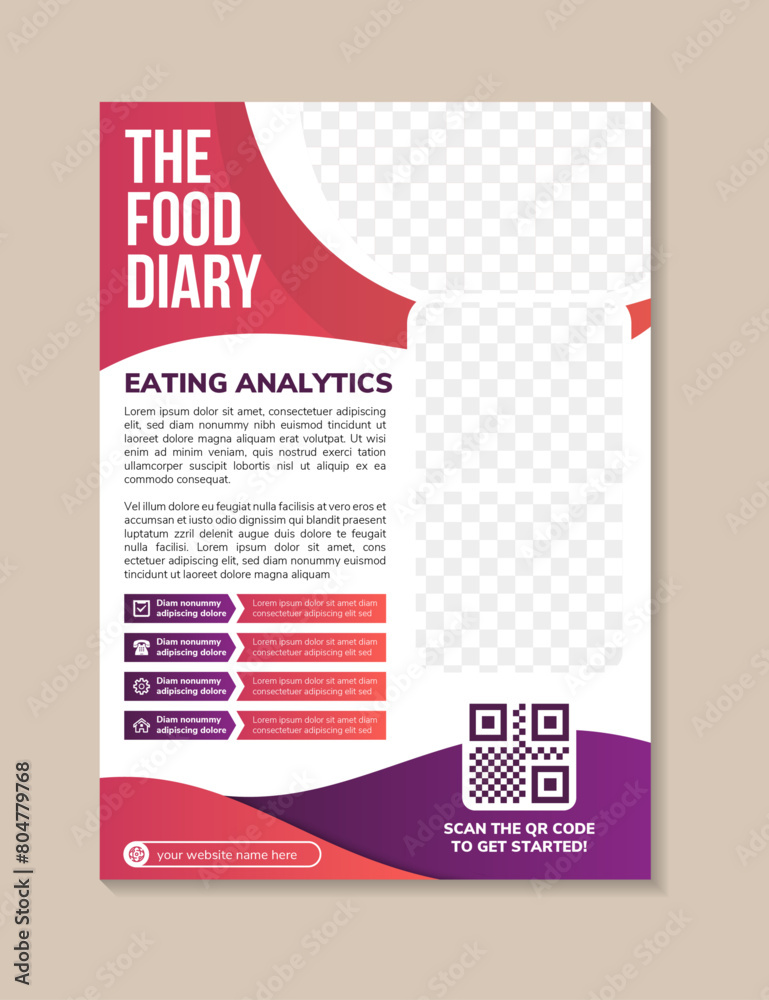 the food diary Flyer design. Corporate business template for Annual ...