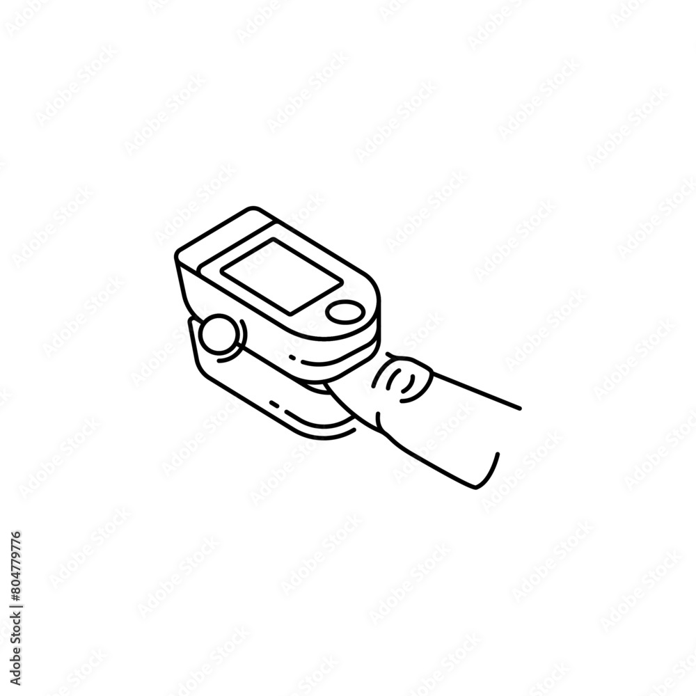 finger with a pulse oxymeter vector illustration icon. oxygen ...