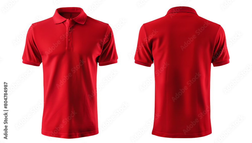 Red polo shirts with front and back view isolated on white background ...