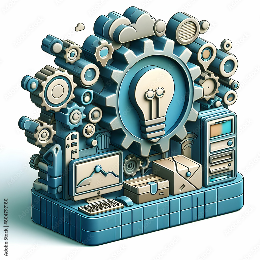 Cartoon 3D Icon: Technology Innovation Concept - Symbolizing ...