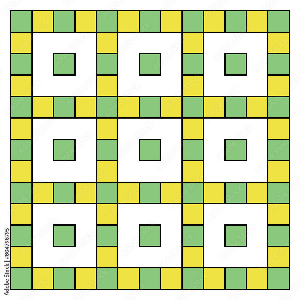 Seamless Egyptian tile pattern with a grid design of green and yellow ...