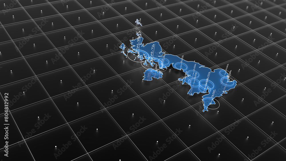 United Kingdom blue map big data visualization. Futuristic infographic ...