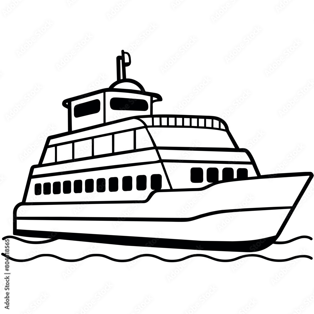 ferry outline illustration digital coloring book page line art drawing ...