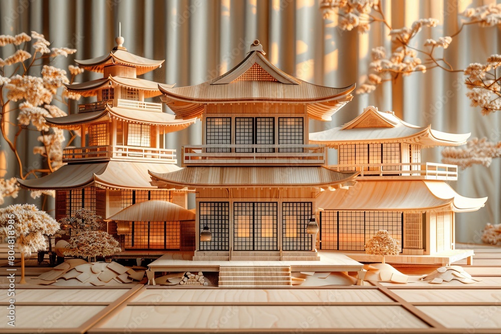 Japanese Architecture Icons: Wooden Structures, Tatami Mats, Shoji ...