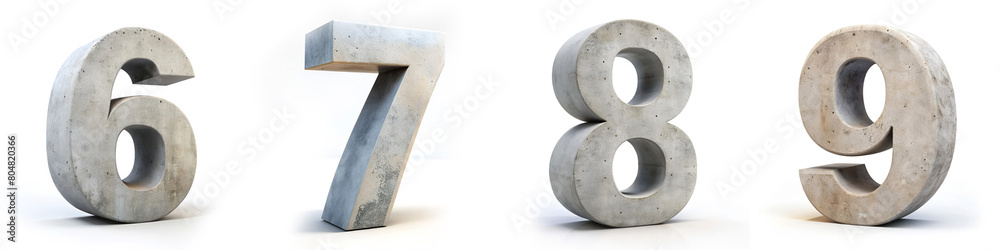 Numbers 6, 7, 8, 9. Alphabet Made of Concrete - Masonry Cement. Stock ...