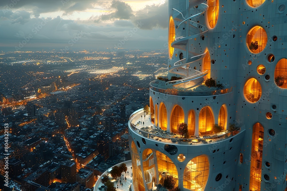 Unique Spiral Staircase and Rooftop Garden: Innovative Architectural ...