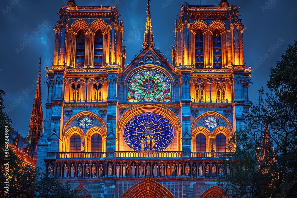 Gothic Majesty: Stained Glass Cathedral Reaching Heavens Stock ...