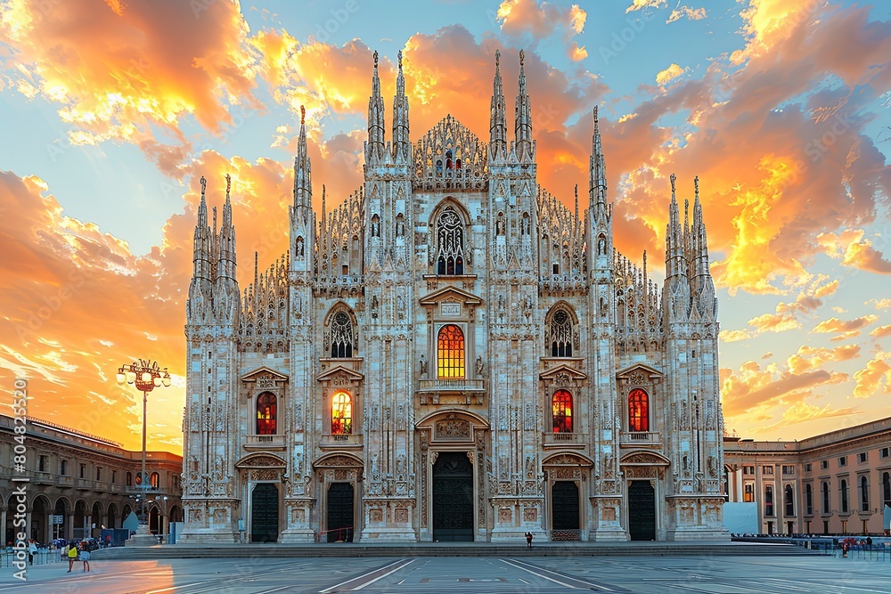 Neo-Gothic Splendor: Towering Spires and Stained-Glass Marvel Stock ...