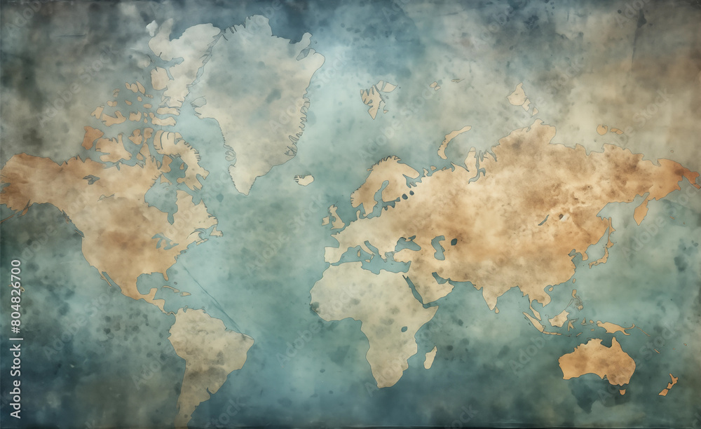 Old paper background with fantasy map, vintage watercolor texture of ...