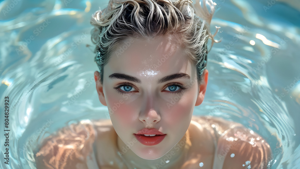 Dynamic Aquatic Style: Pixie Cut for Caucasian Swimmer, Chic Swimwear ...