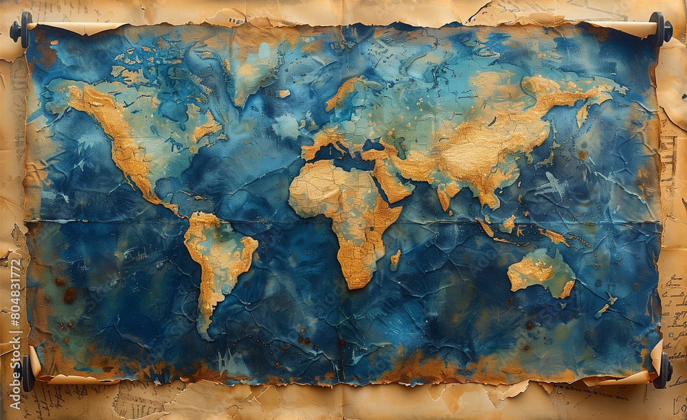 Unfurling the Unknown- A World Map with Blank Areas A partially ...