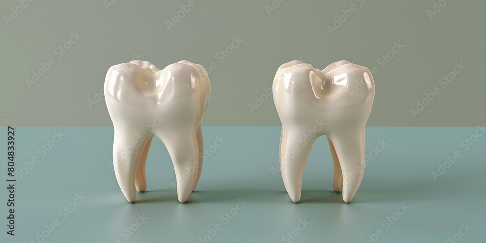 Dentist teeths wisdom tooths Perfect white tooth on a blue background ...