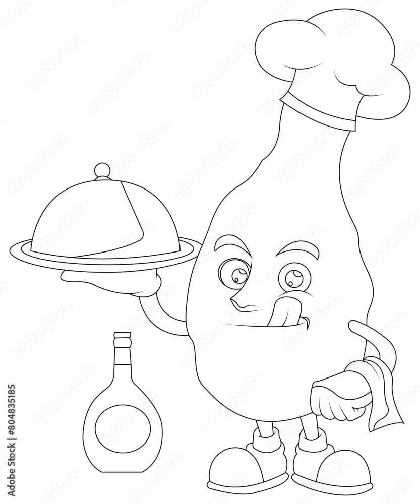 Simple and Funny Coctail Coloring Book Page for Kids and Adults Stock ...