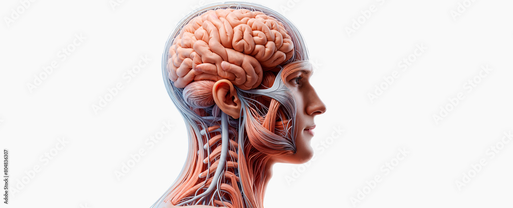 lateral view of an anatomical sagittal slice of a human brain Stock ...