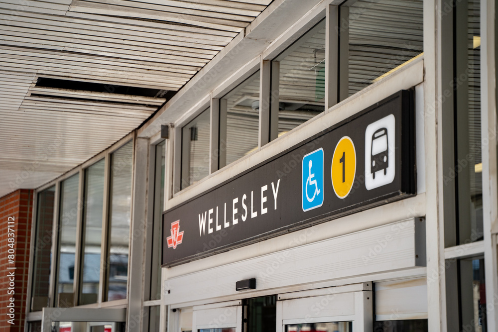 TTC Wellesley subway station. TTC operated by the Toronto Transit ...