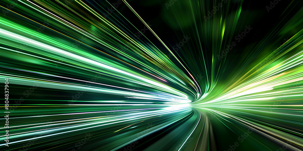 abstract green speed motion on a dark background computer 3d render ...