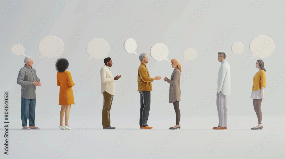 High-detail 3D clip art depicting two people in conversation with ...