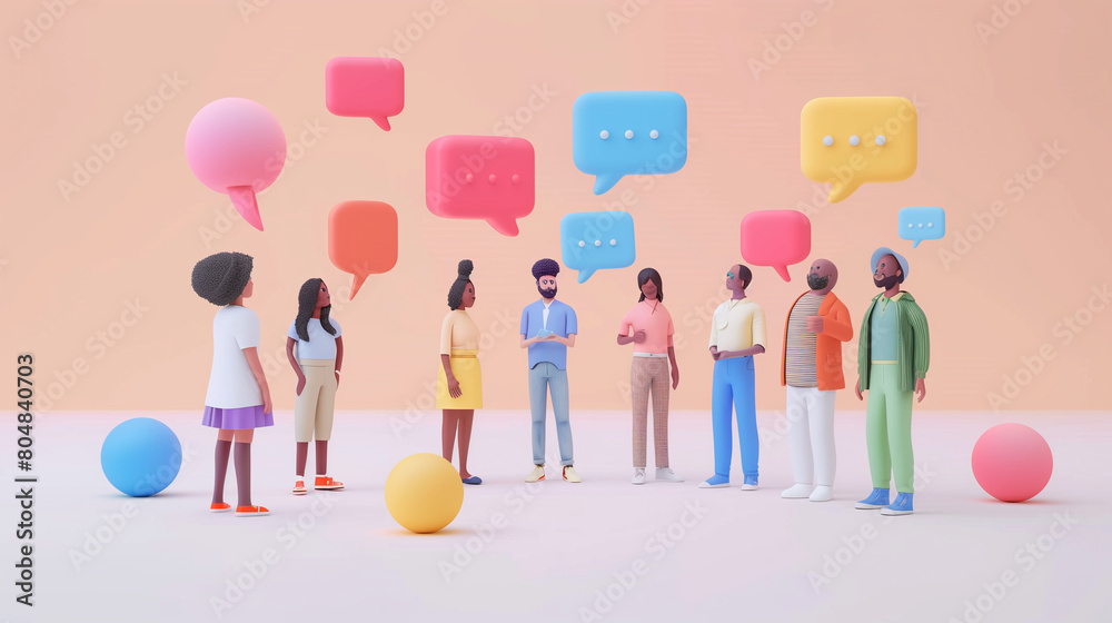 High-detail 3D clip art depicting two people in conversation with ...