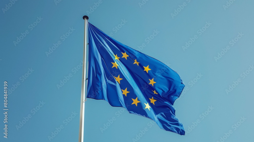 An illustration of the European flag, featuring a single plain blue ...