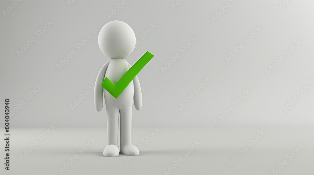 A vector illustration of a 3D person with a green check mark, isolated ...
