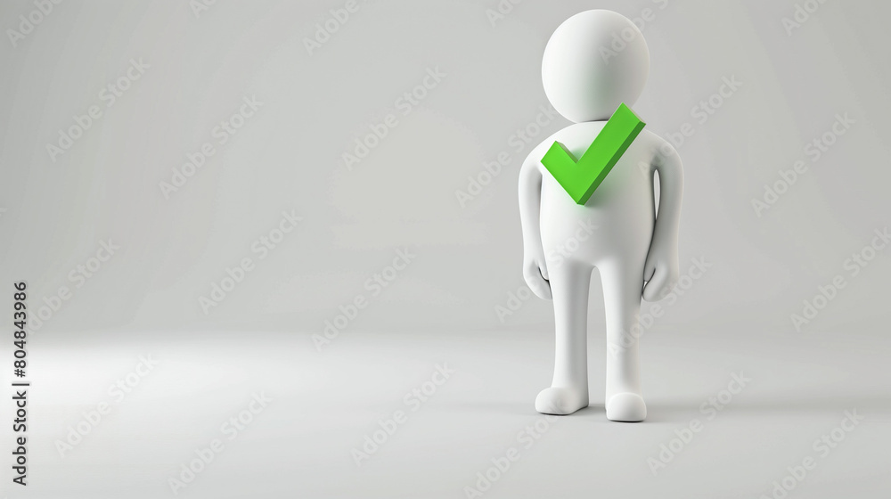 A vector illustration of a 3D person with a green check mark, isolated ...