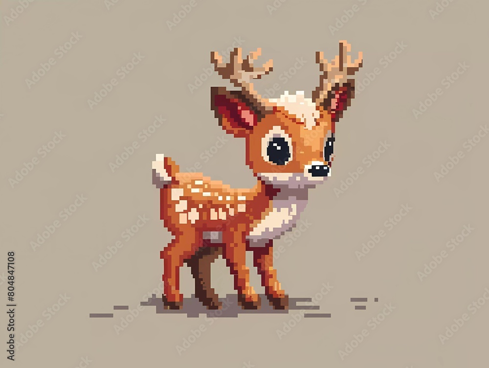 8-bit pixel cute deer, pixel art vector illustration. Stock ...