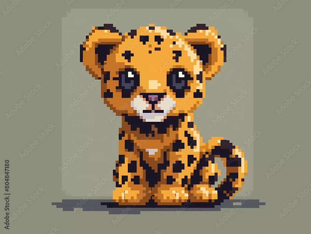 8-bit pixel cute leopard, pixel art vector illustration. Stock ...