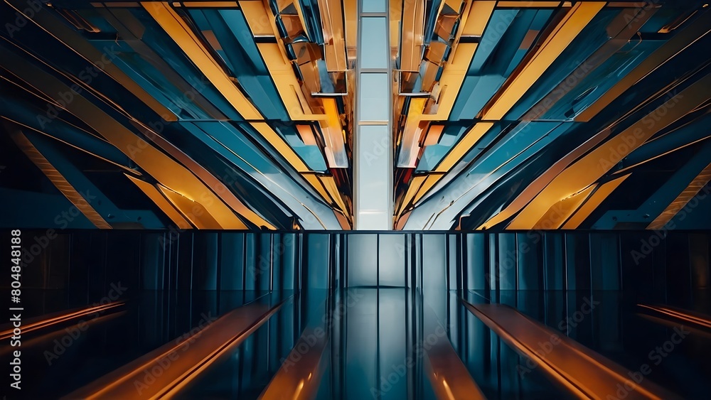 The modern design consists of complex shapes and a trendy abstract ...