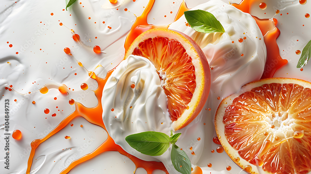 Citrus Splash: Vibrant Orange and Whipped Cream Explosion Stock ...