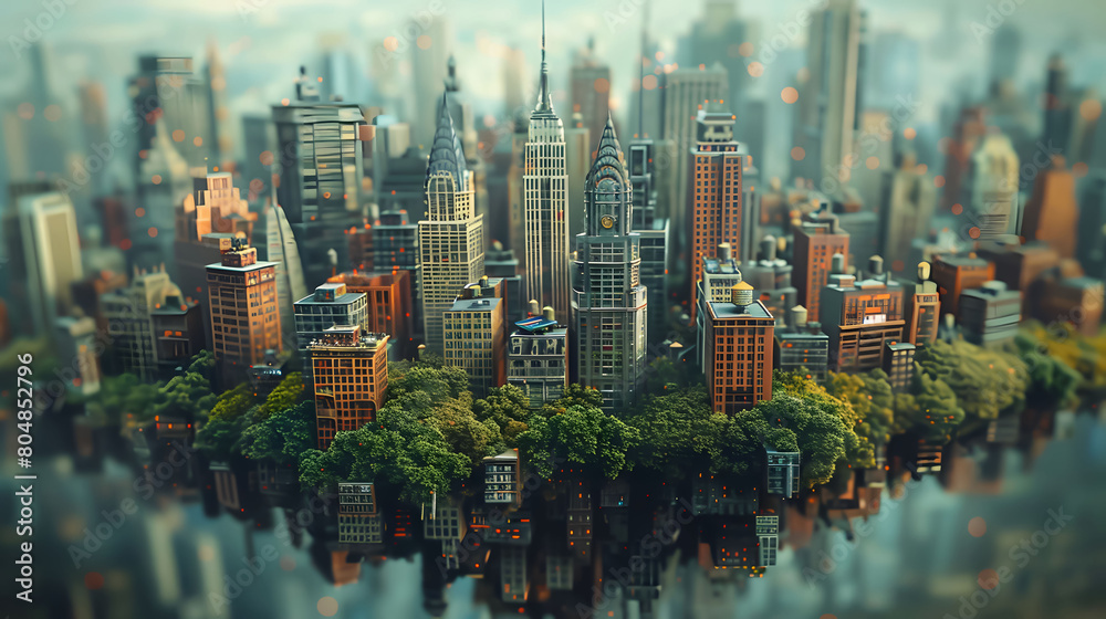 A surreal juxtaposition of everyday objects, their scales distorted to ...