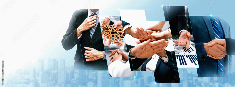 Teamwork and human resources HR management technology concept in ...