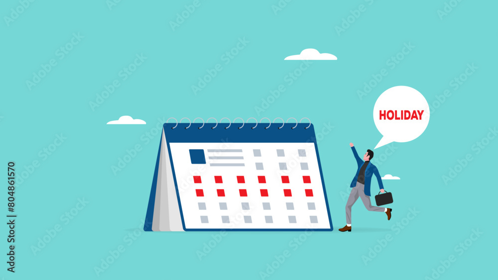 holiday calendar with happy businessman concept vector illustration ...