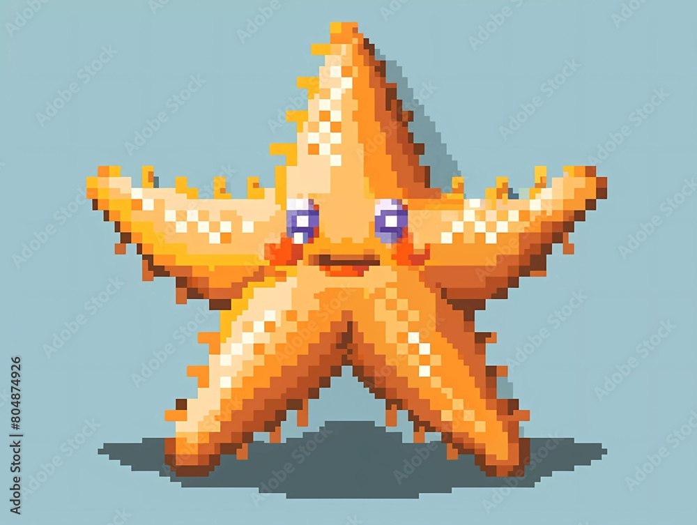 8-bit pixel cute starfish, pixel art vector illustration. Stock ...
