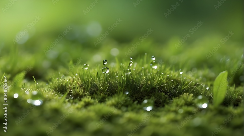 Macro Photography of Moss Dew Drops on Green Grass in Stunning Detail ...