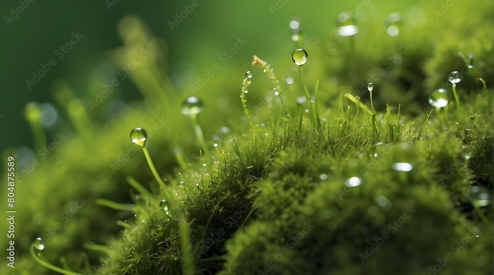 Macro Photography of Moss Dew Drops on Green Grass in Stunning Detail ...