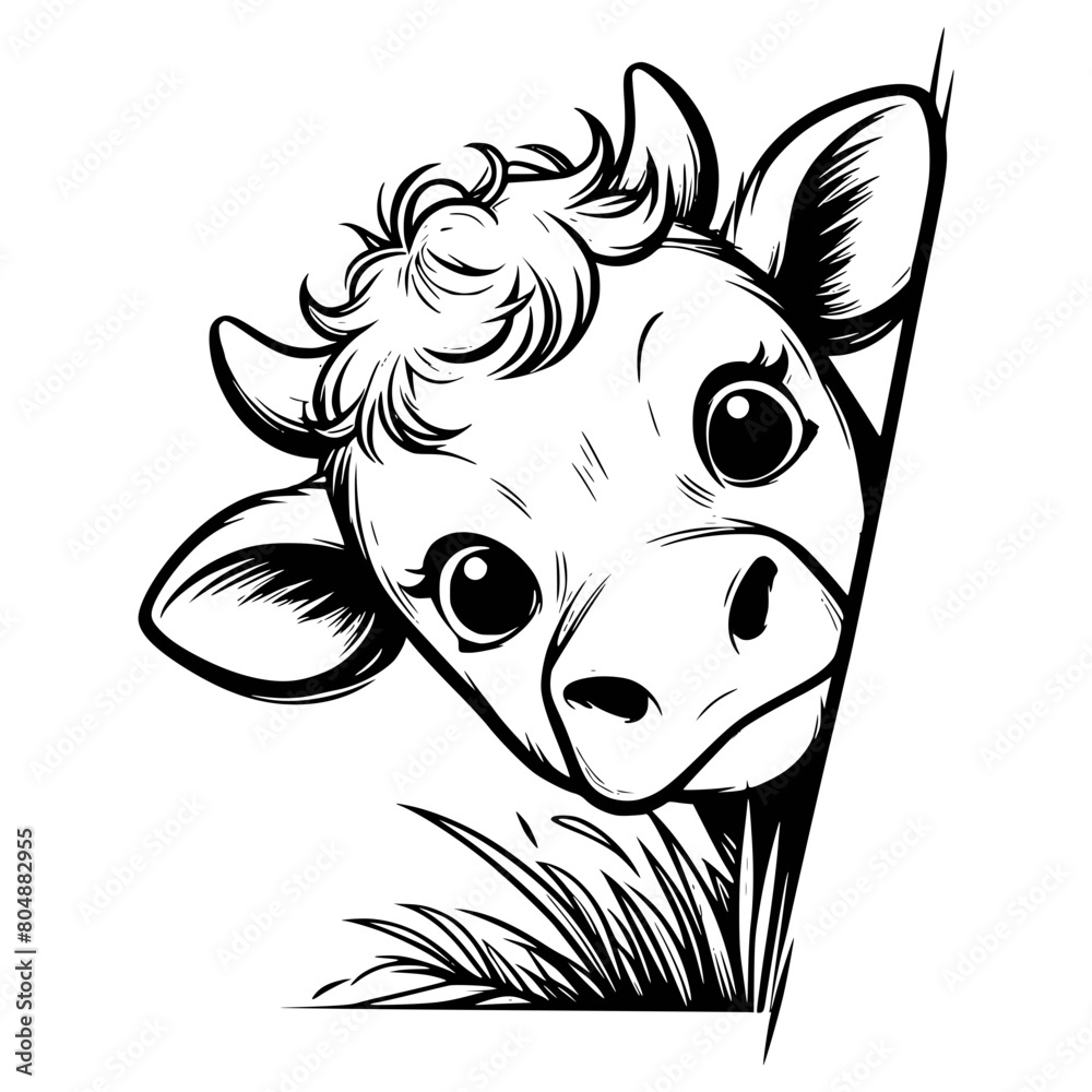 Peeking Cow, Funny Peeking Cow, Cow Head, Cow Face, Peeking animals ...