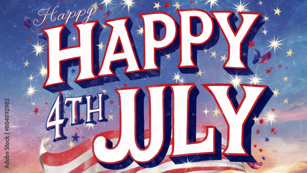 Postcard for 4th of July, US Independence Day. Illustration of 4th of ...