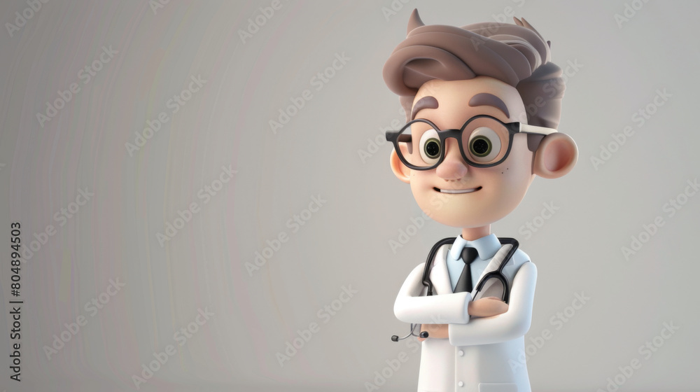 An animated doctor character with a big smile, donning a white coat and ...