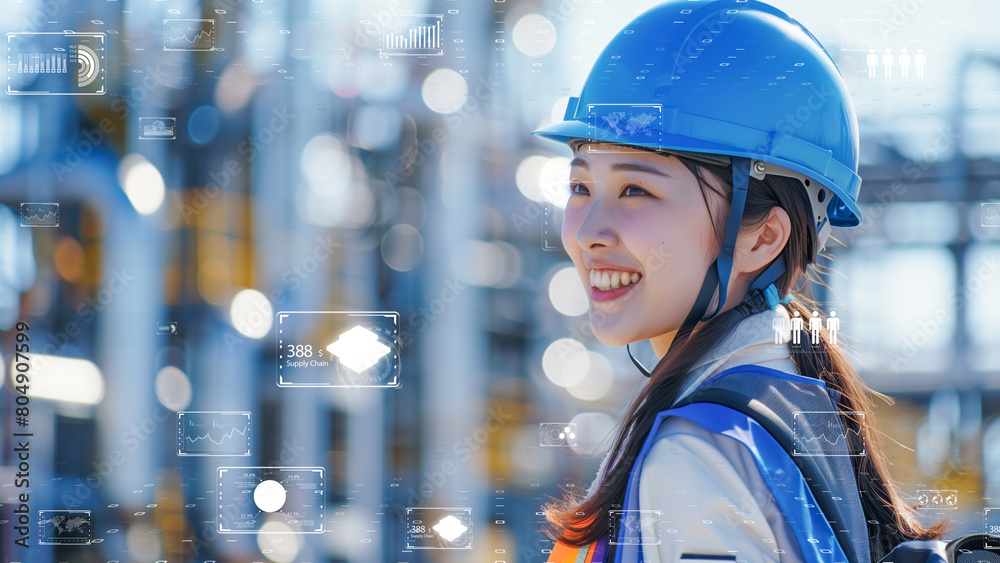 Young employees shine in the workplace. An image of a new employee or ...